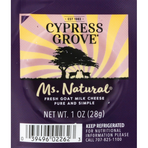 Cypress Grove Chevre Cheese, Goat Milk, Pure and Simple, Fresh (1 oz ...