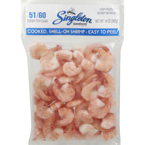 Singleton's Shrimp, Shell-On, Cooked, 51/60 (14 oz) - Instacart