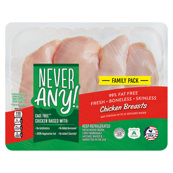 Never Any! Fresh Family Pack Antibiotic Free Boneless Skinless Chicken Breasts Same-Day Delivery ...