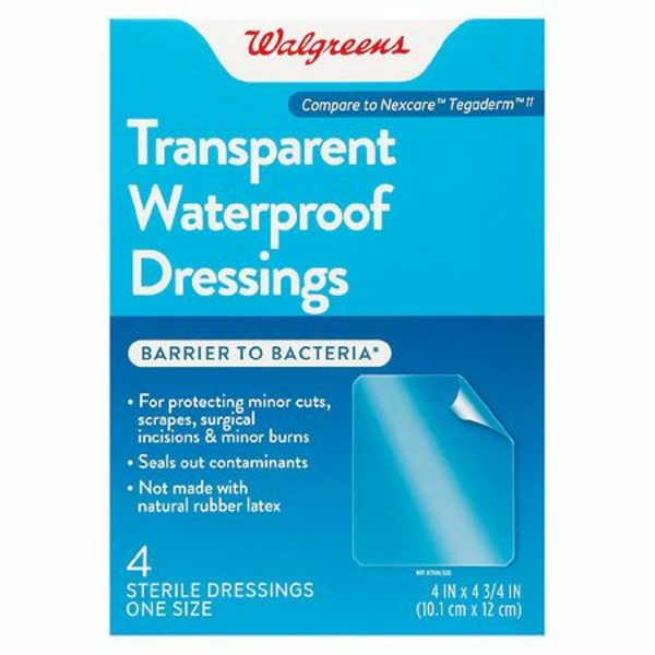 Walgreens Well Dressings, Waterproof Transparent, One Size Same-Day ...