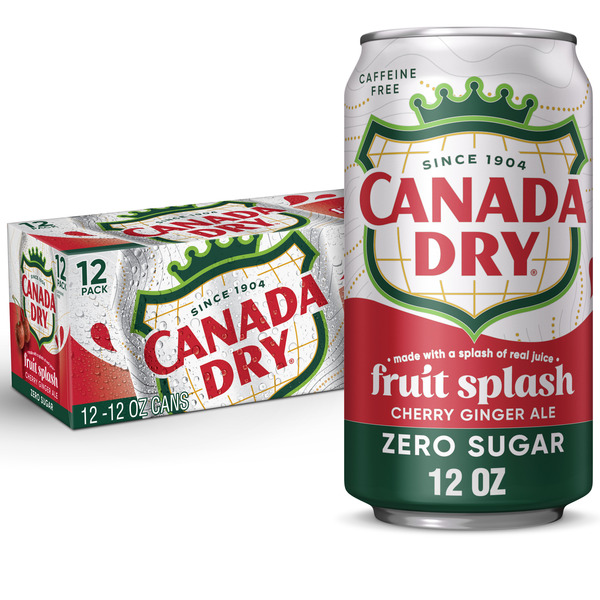 Canada Dry Fruit Splash Cherry Ginger Ale Zero Sugar Soda, 12 fl oz ...