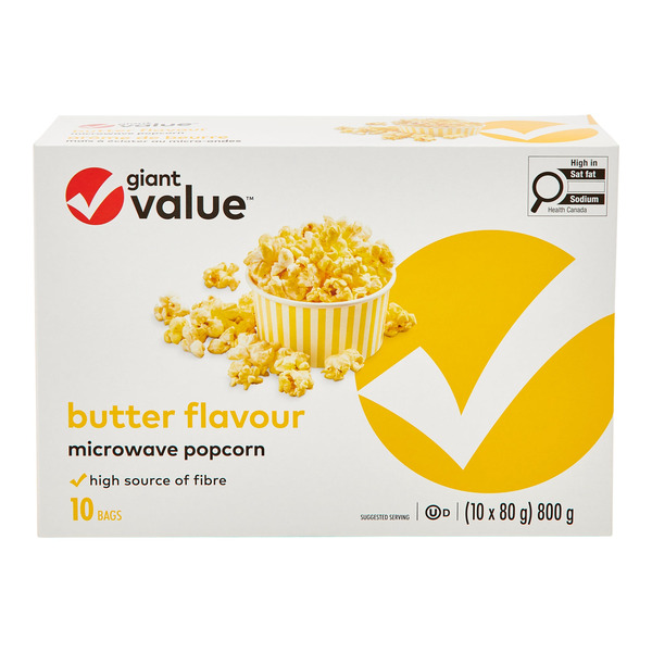Giant Value Butter Popcorn, 10-Pack, 800-g Same-Day Delivery | Giant Tiger