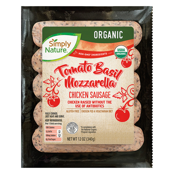 Simply Nature Organic Tomato, Basil & Mozzarella Chicken Sausage Same ...