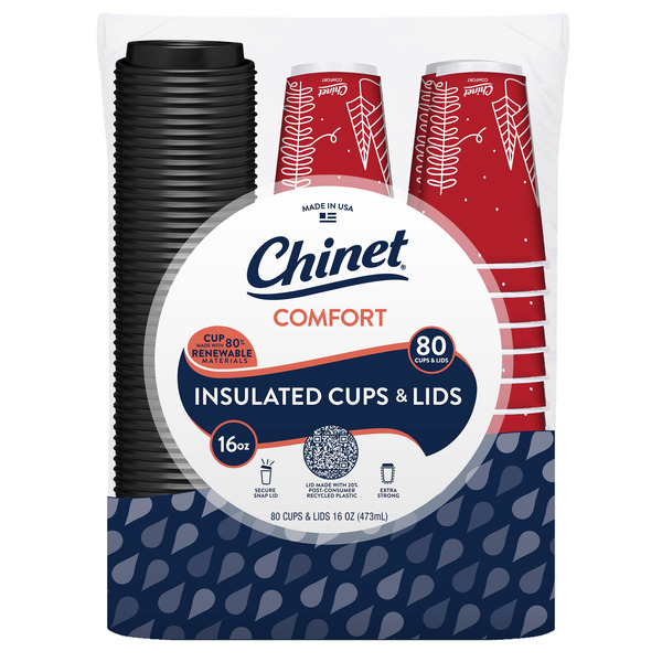 CHINET HOLIDAY COMFORT CUPS WITH LIDS 80 COUNT 16 OUNCES EA Same-Day ...