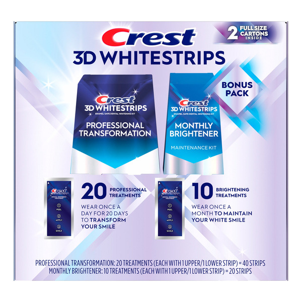 Crest 3D Whitestrips Professional Transformation + Monthly Brightener ...