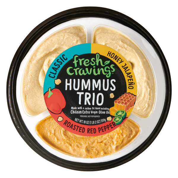 ALDI Fresh Cravings Hummus Trio, Classic/Honey Jalapeno/Roasted Red ...