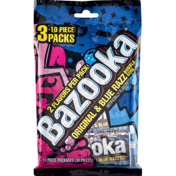 Bazooka Bubble Gum Original & Blue Razz (10 ct) - Instacart
