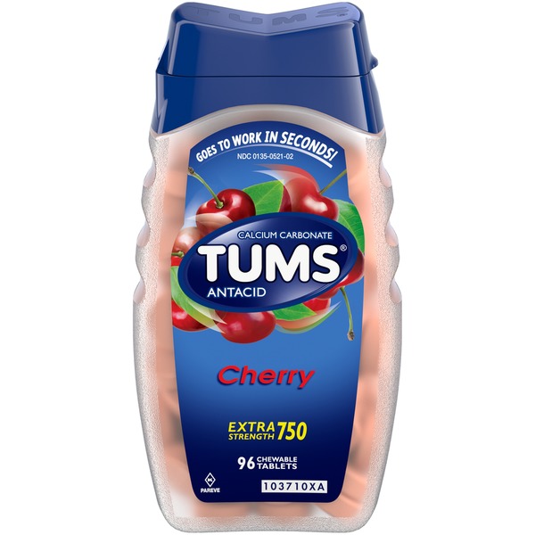 Tums Extra Strength 750 Cherry Chewable Tablets Antacid (96 ct) - Instacart