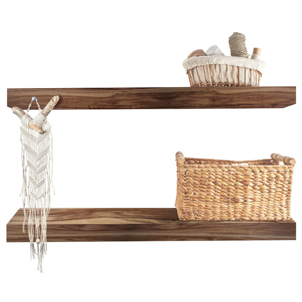 Wall Mounted Acacia Wood Shelves Same-Day Delivery | Costco