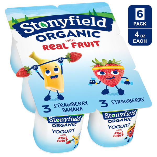 Stonyfield Organic Kids Strawberry & Strawberry Banana Lowfat Yogurt ...