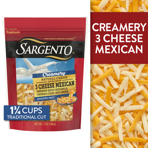 Sargento Creamery Shredded Three Cheese Mexican Natural Cheese Same-Day ...