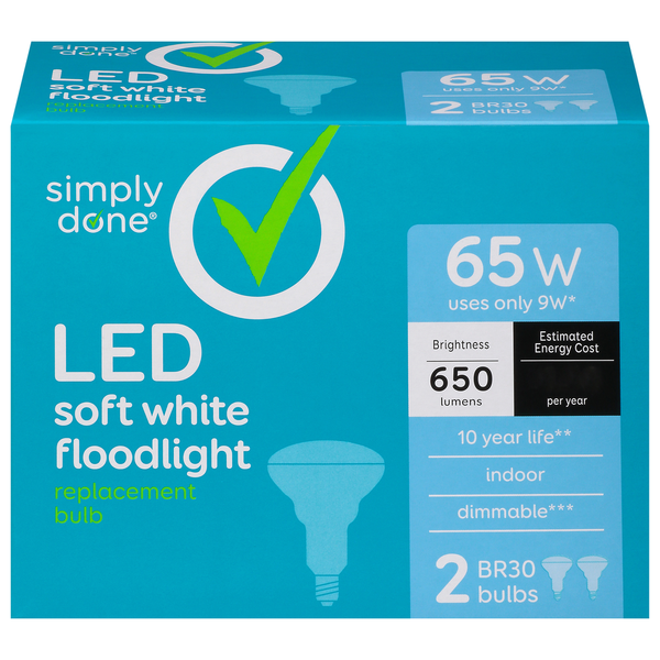Simply Done Light Bulb, LED, Floodlight, Soft White, 65 Watts Same-Day ...