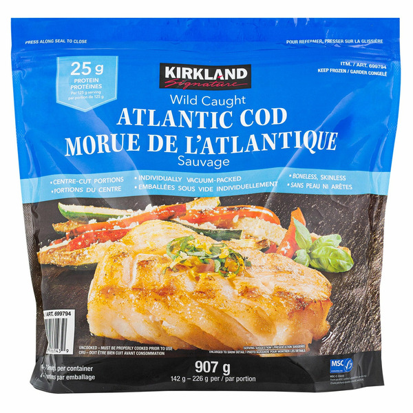 Costco Kirkland Signature Wild Atlantic Cod, Individually Wrapped, 2 lb ...