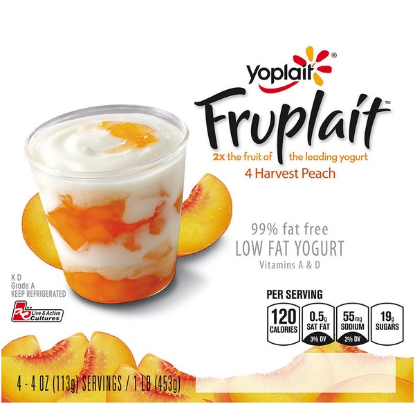 Yoplait Fruplait Harvest Peach Low Fat Yogurt (4 oz) - Instacart