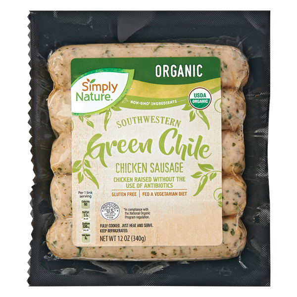 Simply Nature Green Chile Organic Chicken Sausage Same-Day Delivery or Pickup | ALDI