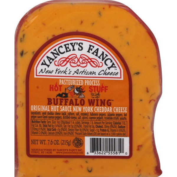 Yancey's Fancy Cheese, Pasteurized Process, Cheddar, Hot Stuff Buffalo ...