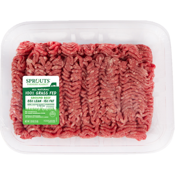 Sprouts 85% Lean15% Fat Grass-Fed Ground Beef Value Pack Same-Day ...