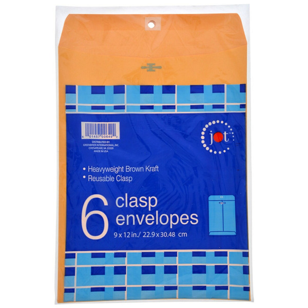 Jot Paper Co Heavyweight Kraft Paper Clasp Envelopes Same-Day Delivery ...