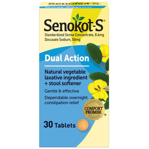 Senokot Dual Action Natural Vegetable Laxative Ingredient Plus Stool ...