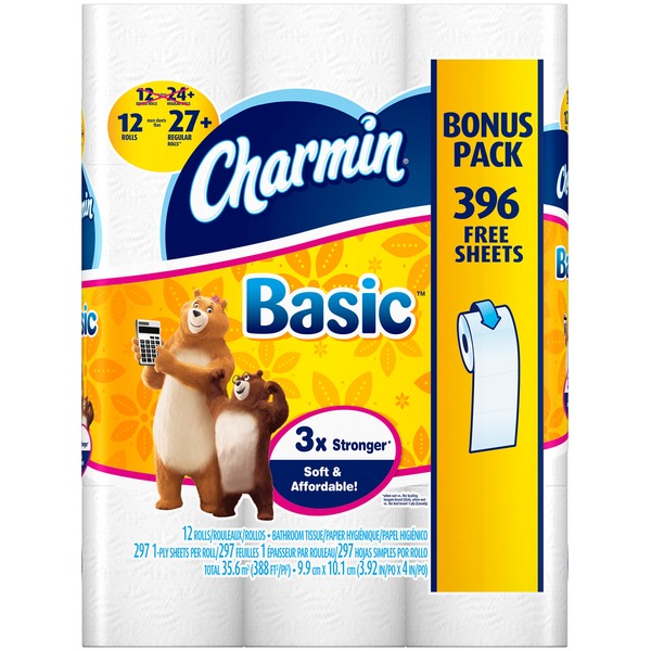 Charmin Basic™ Bathroom Tissue, Double Rolls (12 ct) - Instacart