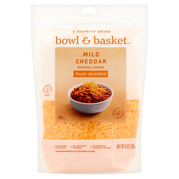 ShopRite Bowl & Basket Finely Shredded Mild Cheddar Natural Cheese Same ...