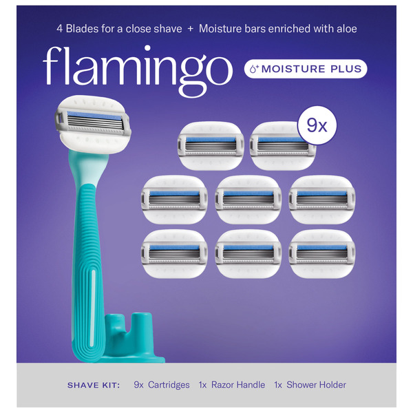 Harry's Flamingo by Harry's Moisture Plus Razor Set 9 Cartridges + 1 ...