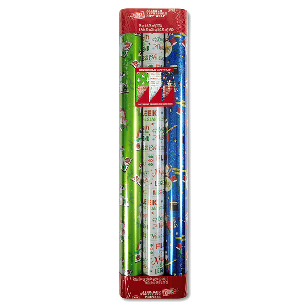 ALDI Merry Moments Premium Reversible Santa Palooza Gift Wrap Same-Day ...