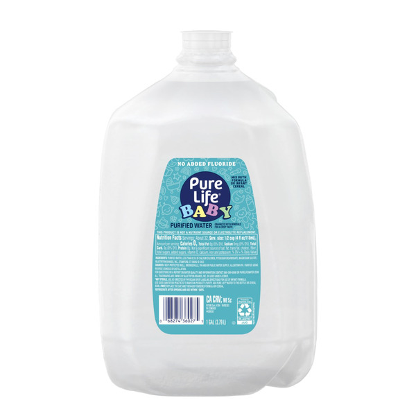 PURE LIFE Baby Purified Water, No Added Fluoride, 1 Gallon Jug, Side ...