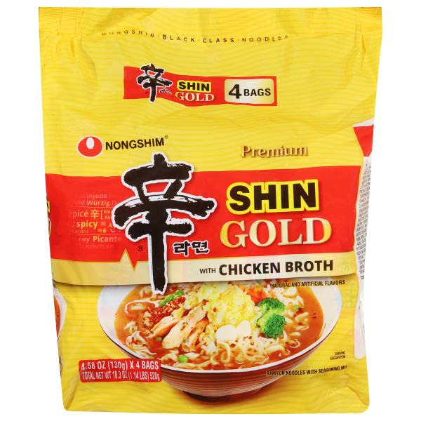 Nongshim Ramyun Noodles, Shin Gold with Chicken Broth, Premium Same-Day ...