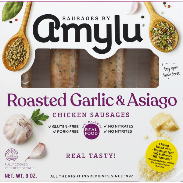 Amylu Sausages By Amylu Roasted Garlic & Asiago Chicken Sausage - 4 CT ...