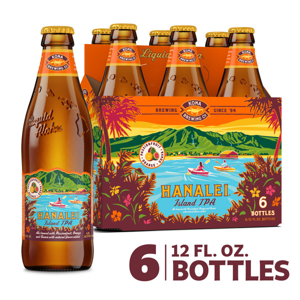 Kona Brewing Co. Hanalei Island IPA Beer, 6 Pack 12 Fl Oz Bottles, 4.5% ...