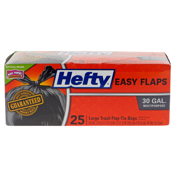 Hefty Large Trash Flap-Tie Bags, 25 Pack Same-Day Delivery | Dollarama