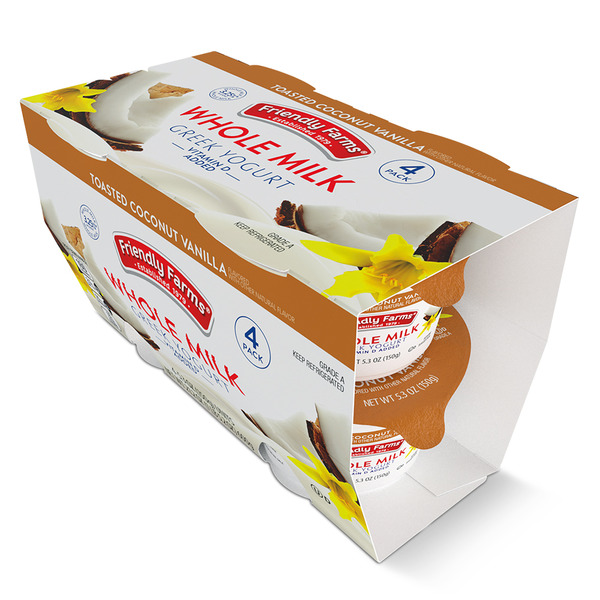 ALDI Friendly Farms Whole Milk Toasted Coconut Vanilla Greek Yogurt ...