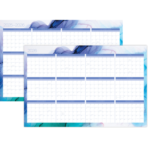Cambridge 2025-2026 Aqueous Yearly Dry-Erase English Wall Calendar, 23 ...