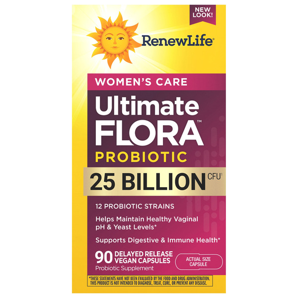 Renew Life Women's Care 25B Probiotic, 90 Count Delayed-Release ...