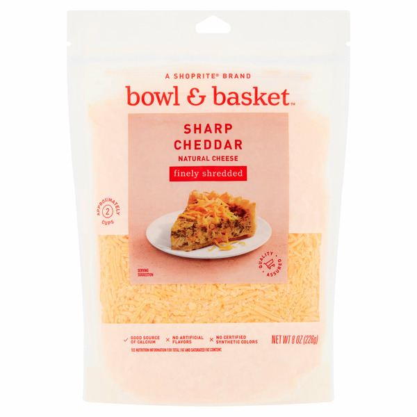 ShopRite Bowl & Basket Finely Shredded Sharp Cheddar Natural Cheese ...