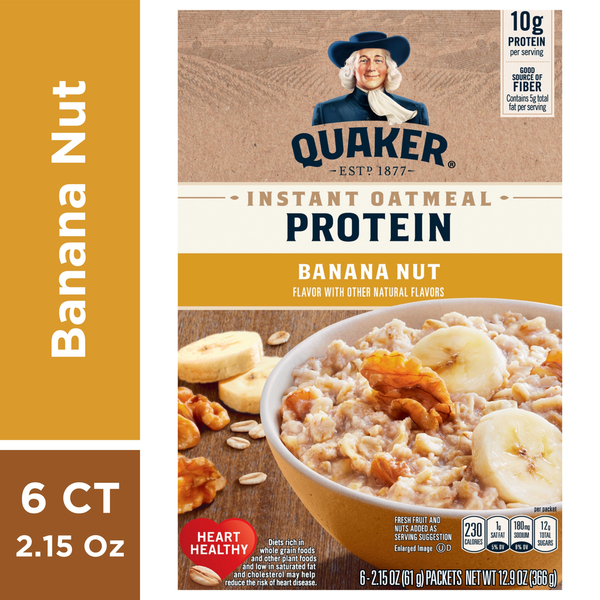 Quaker Instant Oatmeal, Protein, Banana Nut - Pack Same-Day Delivery or ...