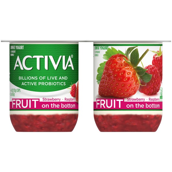 Activia Fruit on the Bottom Strawberry & Raspberry Yogurt (4 oz ...