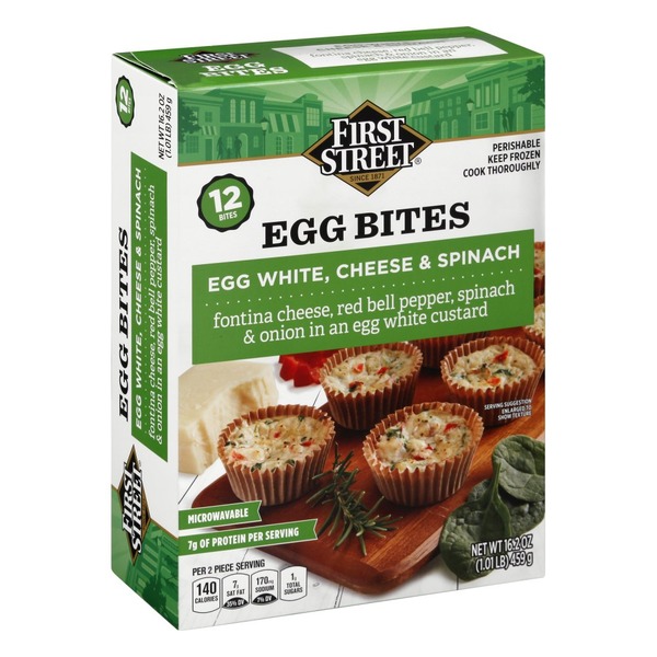 First Street Egg Bites, Egg White, Cheese & Spinach (12 each) - Instacart