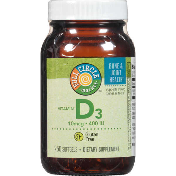 Full Circle Vitamin D3 10 Mcg 400 Iu Supports Strong Bones & Teeth ...