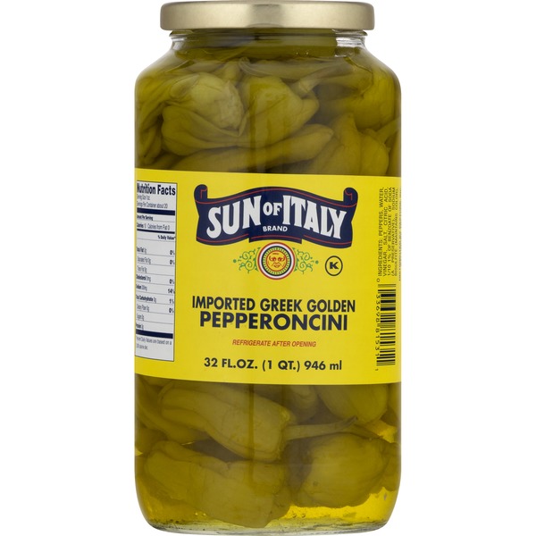 Sun Of Italy Pepperoncini, Greek Golden, Imported, Jar (32 fl oz ...