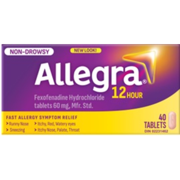Allegra 12 Hour Fexofenadine Hydrochloride 60 mg Tablets Same-Day ...