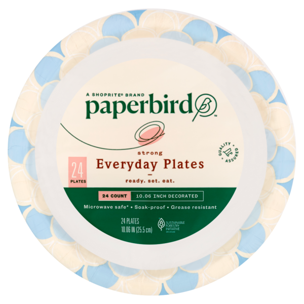 ShopRite Paperbird Decorated Strong Everyday Plates - 10.06" Same-Day ...