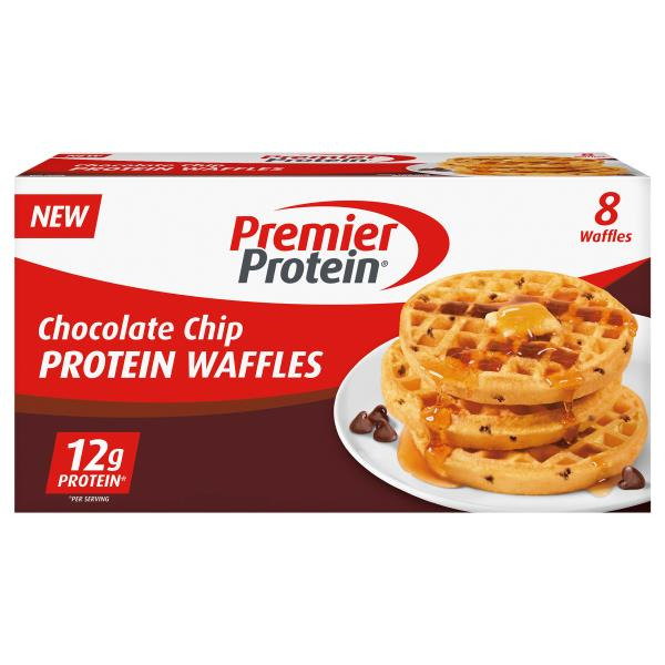 Premier Protein Frozen Chocolate Chip Protein Waffles, 9.87 oz Box, 8 ...