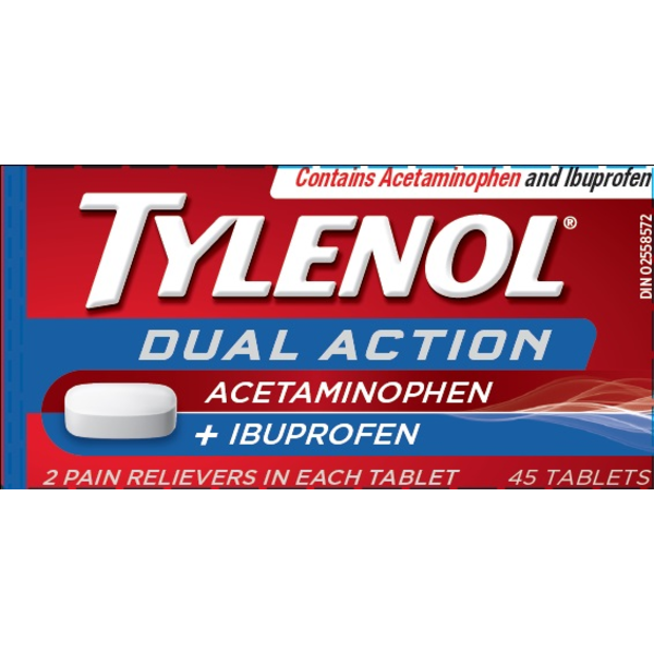 TYLENOL Dual Action Acetaminophen + Ibuprofen 250 mg/125 mg Pain ...