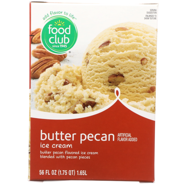 Food Club Butter Pecan Flavored Ice Cream Blended With Pecan Pieces (56 ...