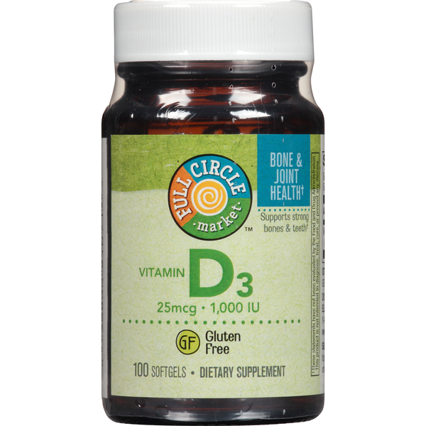 Full Circle Vitamin D3 25 Mcg 1,000 Iu Supports Strong Bones & Teeth ...
