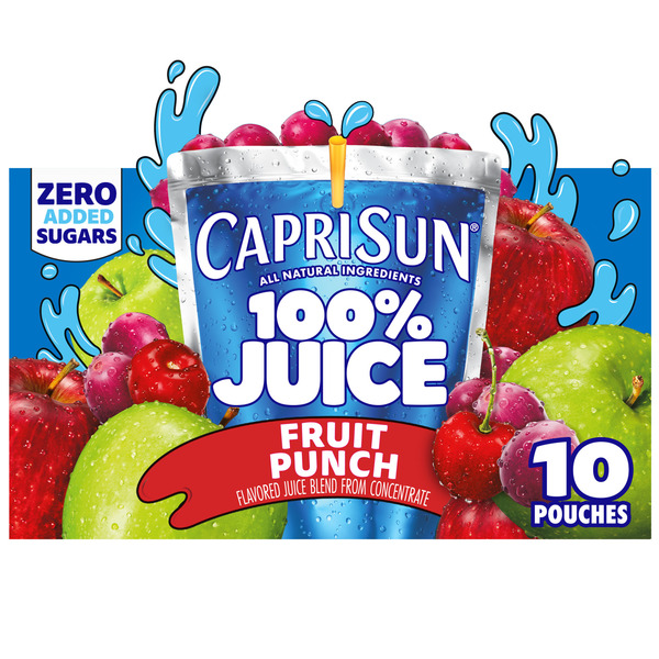 Capri Sun 100% Juice Fruit Punch Naturally Flavored Juice Blend Kids ...