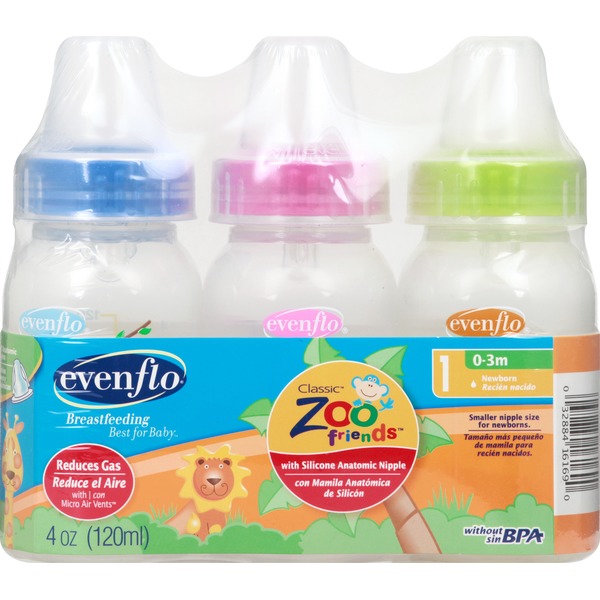 Evenflo Bottles, Classic Zoo Friends, 4 Ounce (3 each) - Instacart