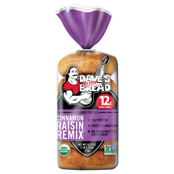 ShopRite Dave's Killer Bread Cinnamon Raisin Remix Organic Bagels Same ...